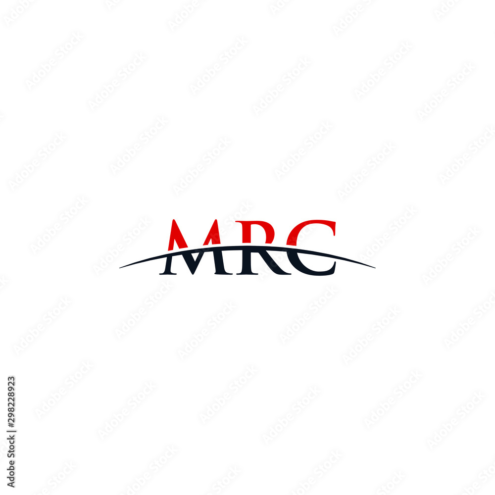 Initial letter MRC, overlapping movement swoosh horizon logo company ...