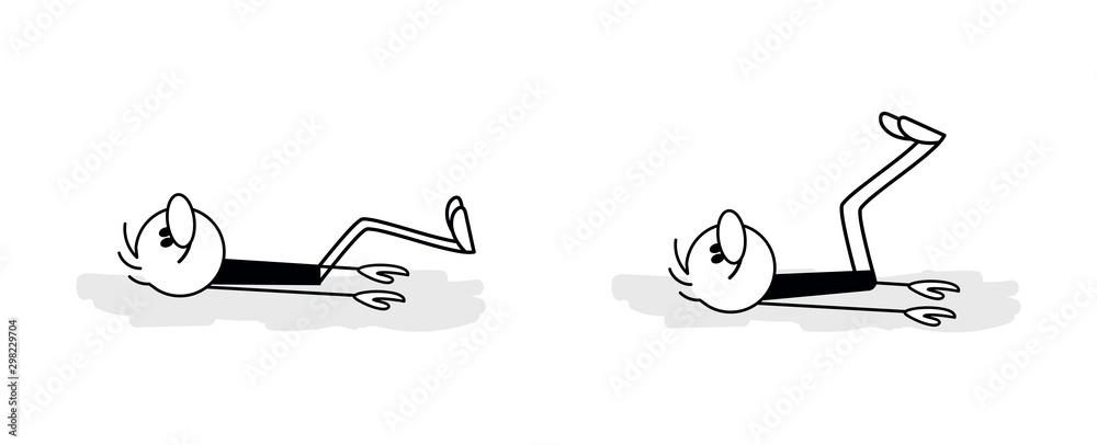 Doodle stick figure: Man doing exercises in the gym. Fitness and ...