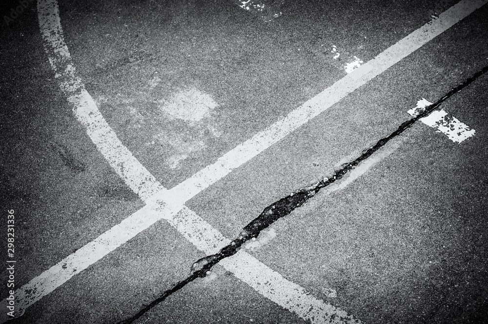 Sports lines worn on cracked ground Stock Photo | Adobe Stock