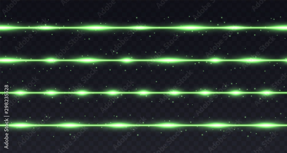 Green lines with highlights and sparkles isolated on transparent ...