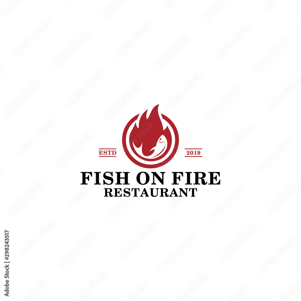Fish on fire logo design Stock Vector | Adobe Stock