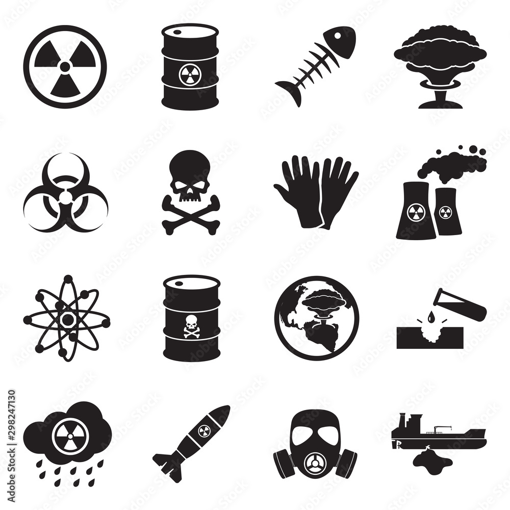 Biohazard And Nuclear Icons. Black Flat Design. Vector Illustration ...