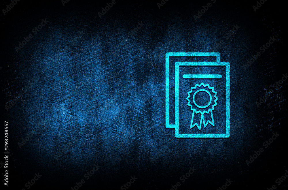 Certificate paper icon abstract blue background illustration digital ...