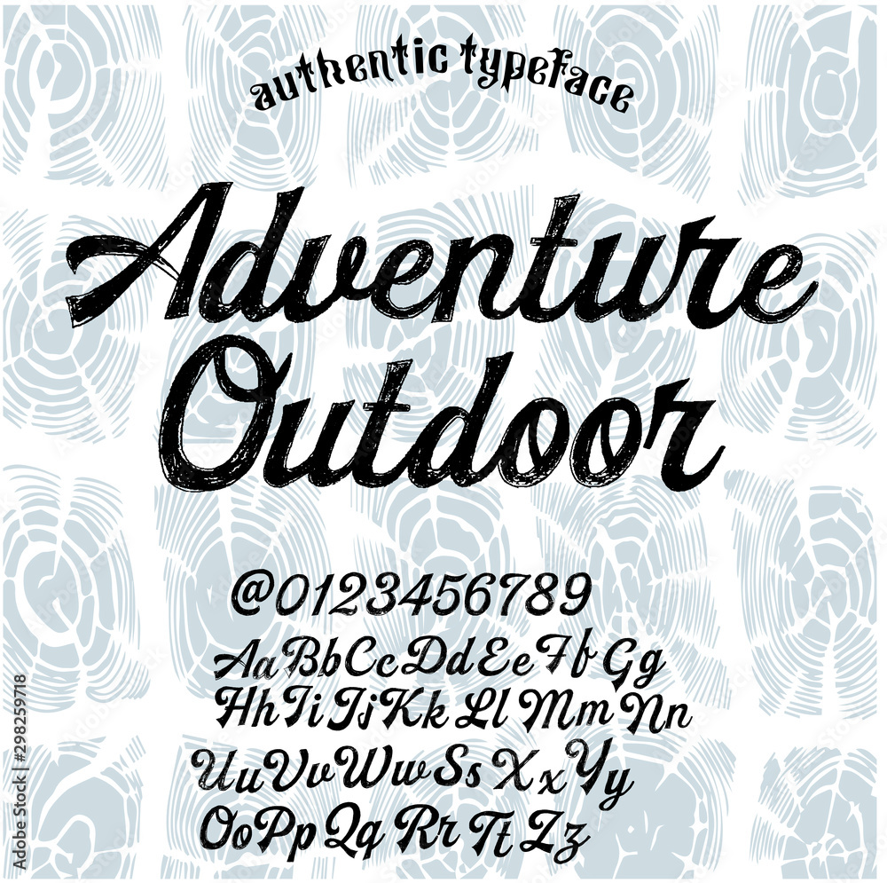 Hand drawn calligraphy typeface on light background for logos.Outdoor ...