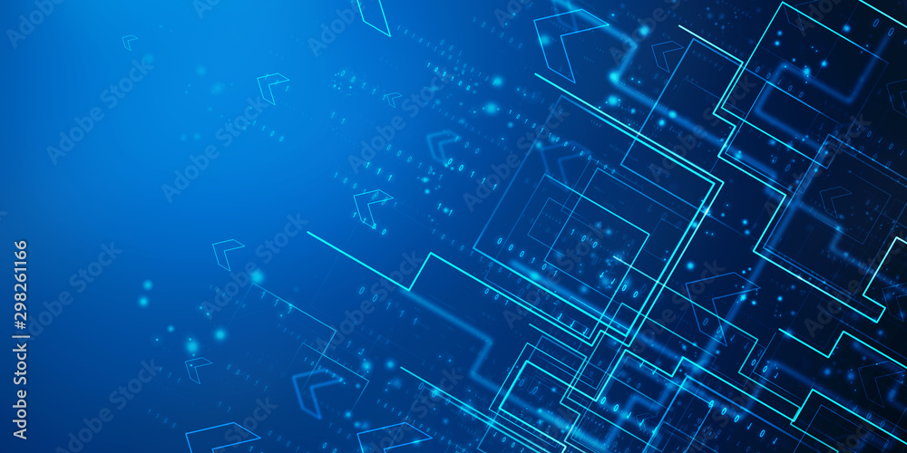 2d illustration Abstract futuristic electronic circuit technology ...