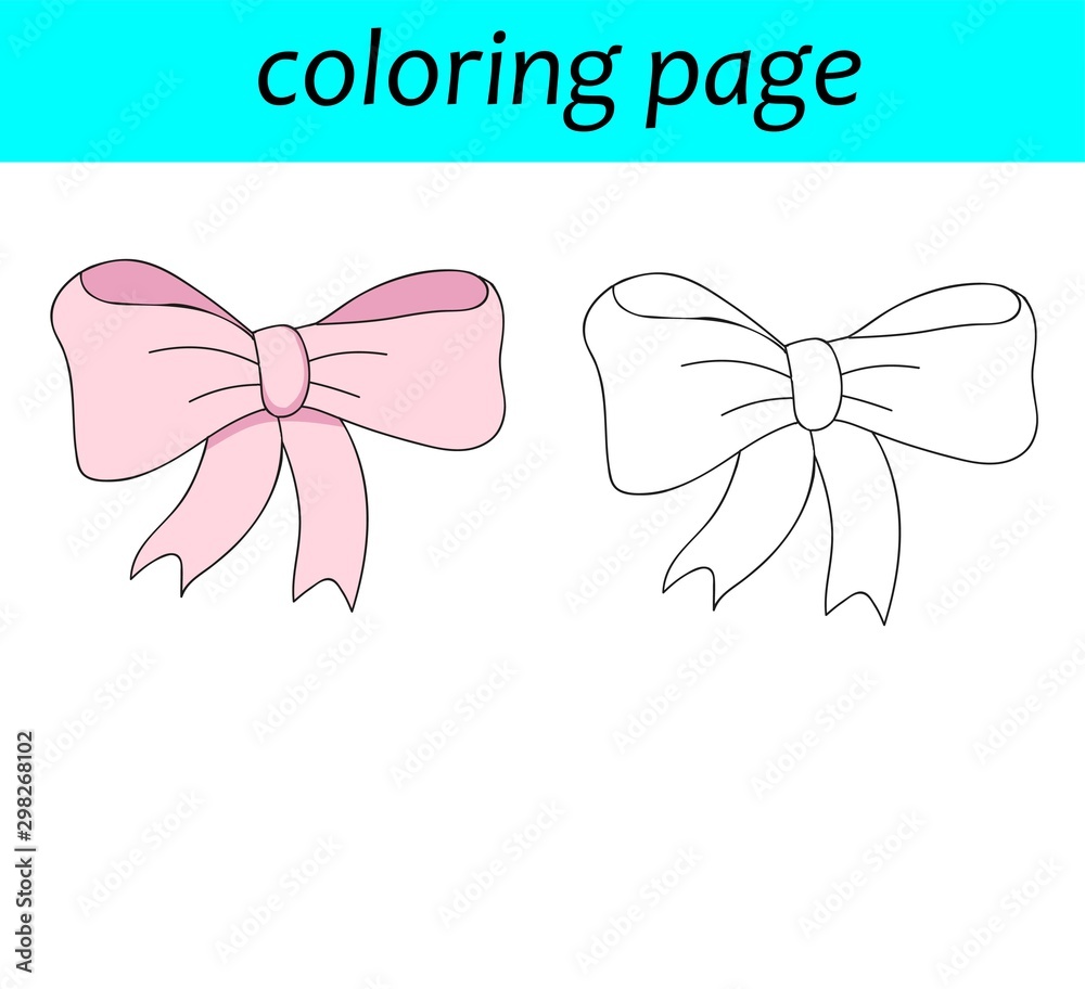 Coloring Page. The page for kids - pink bow Stock Illustration | Adobe ...