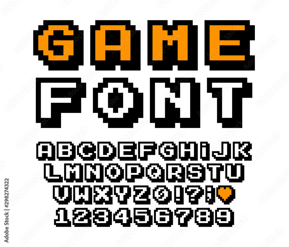 Fototapeta Pixel font vector letters set. Game design. Font of old ... Fototapeta Pixel font vector letters set. Game design. Font of old ...
