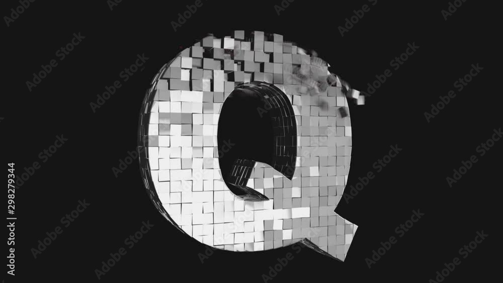 Transformer font - Build and destroy letter Q from metallic cubes, 3D ...