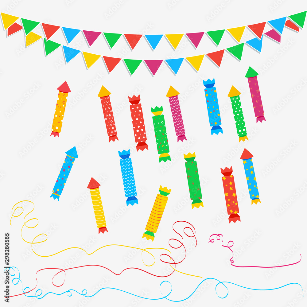 Christmas cracker set, party popper with streamers and carnival garland ...