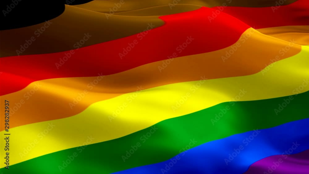 USA LGBT Rainbow waving Philadelphia flag pink cupid. Gayborhood Philly ...