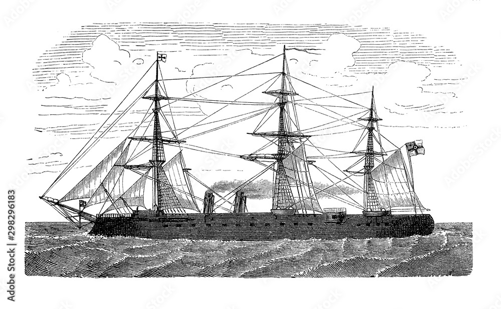 Fototapeta Ironclad warship Koenig Wilhelm, armored frigate of the ...