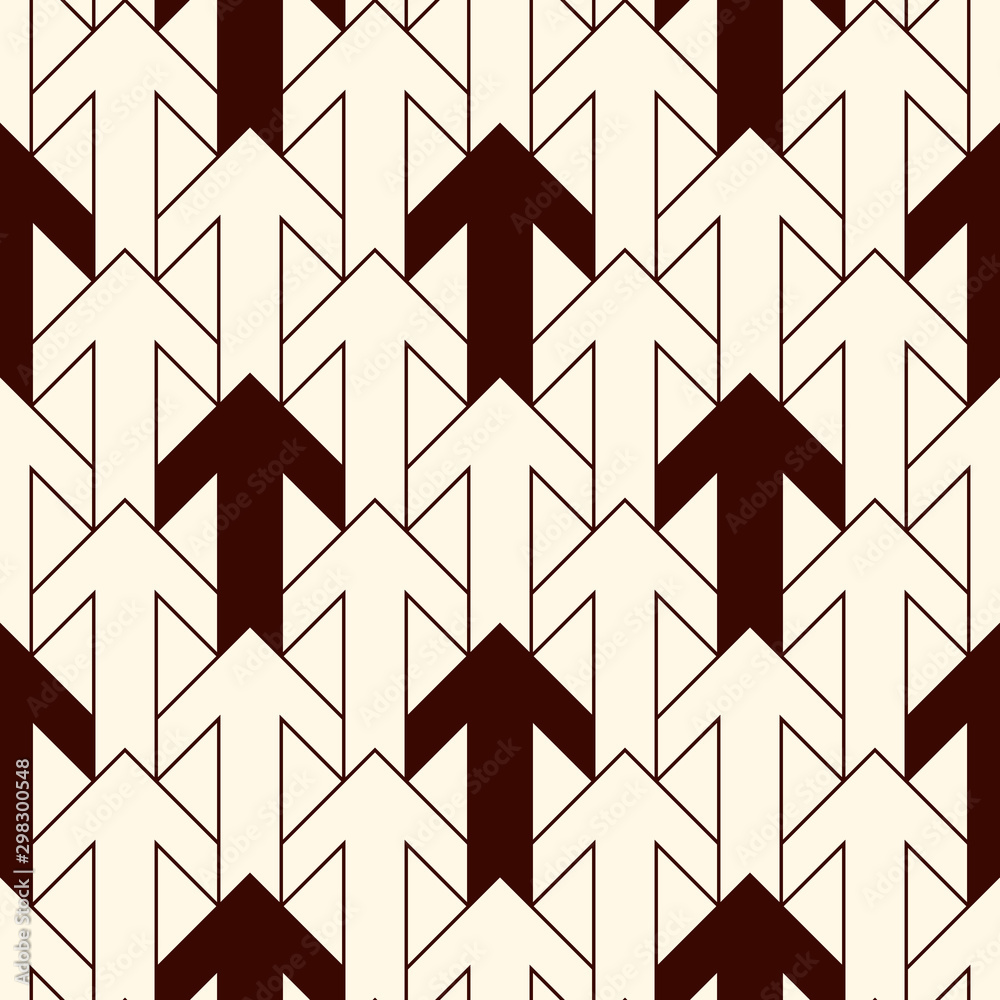 Simple modern print with interlocking arrows. Contemporary abstract background with repeated ...