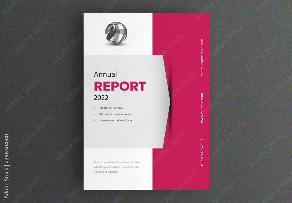 Report Cover Layout with Red Accents Stock Template | Adobe Stock