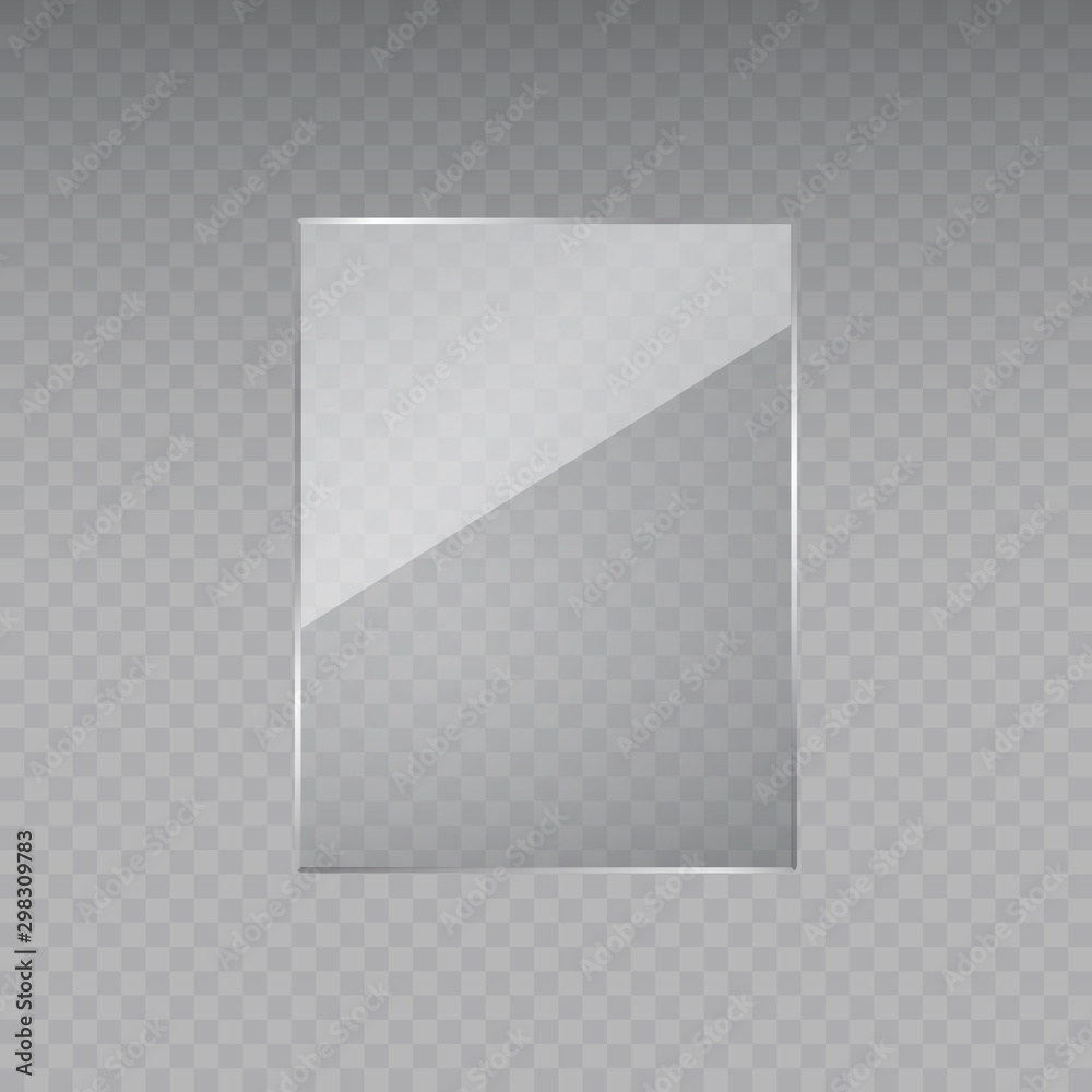 Glass frame isolated on transparent background. Vector flat acrylic ...