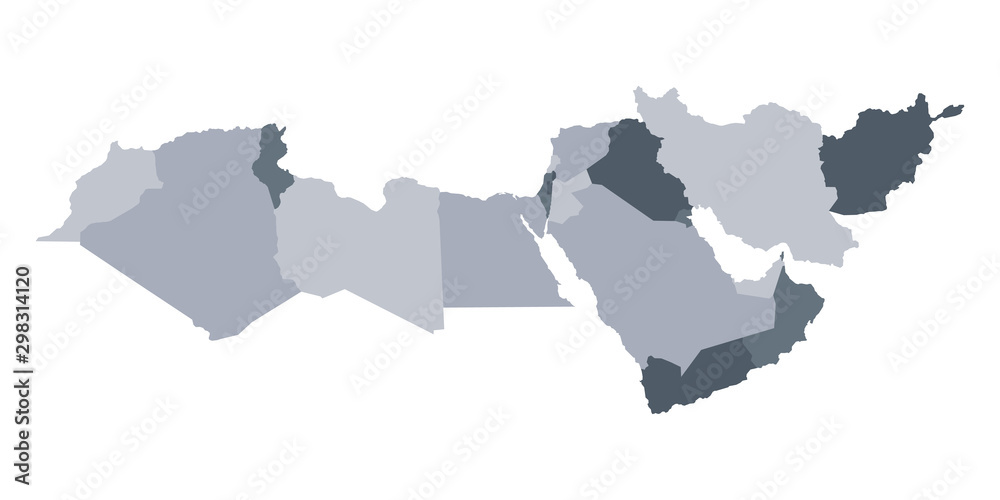 Grey map of Middle East. Stock Vector | Adobe Stock