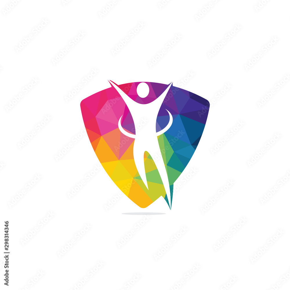 Winner human or Happy Human vector logo design. Champion, goal ...