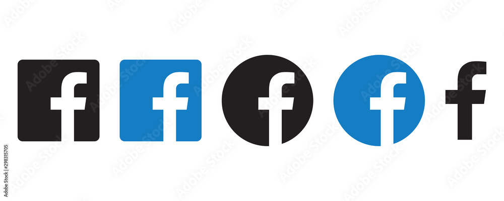 Facebook logo set in different shape on a white background Stock Vector ...