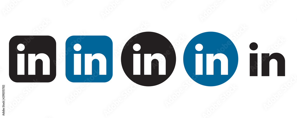 Linkedin logo set in different shape on a white background Stock Vector ...