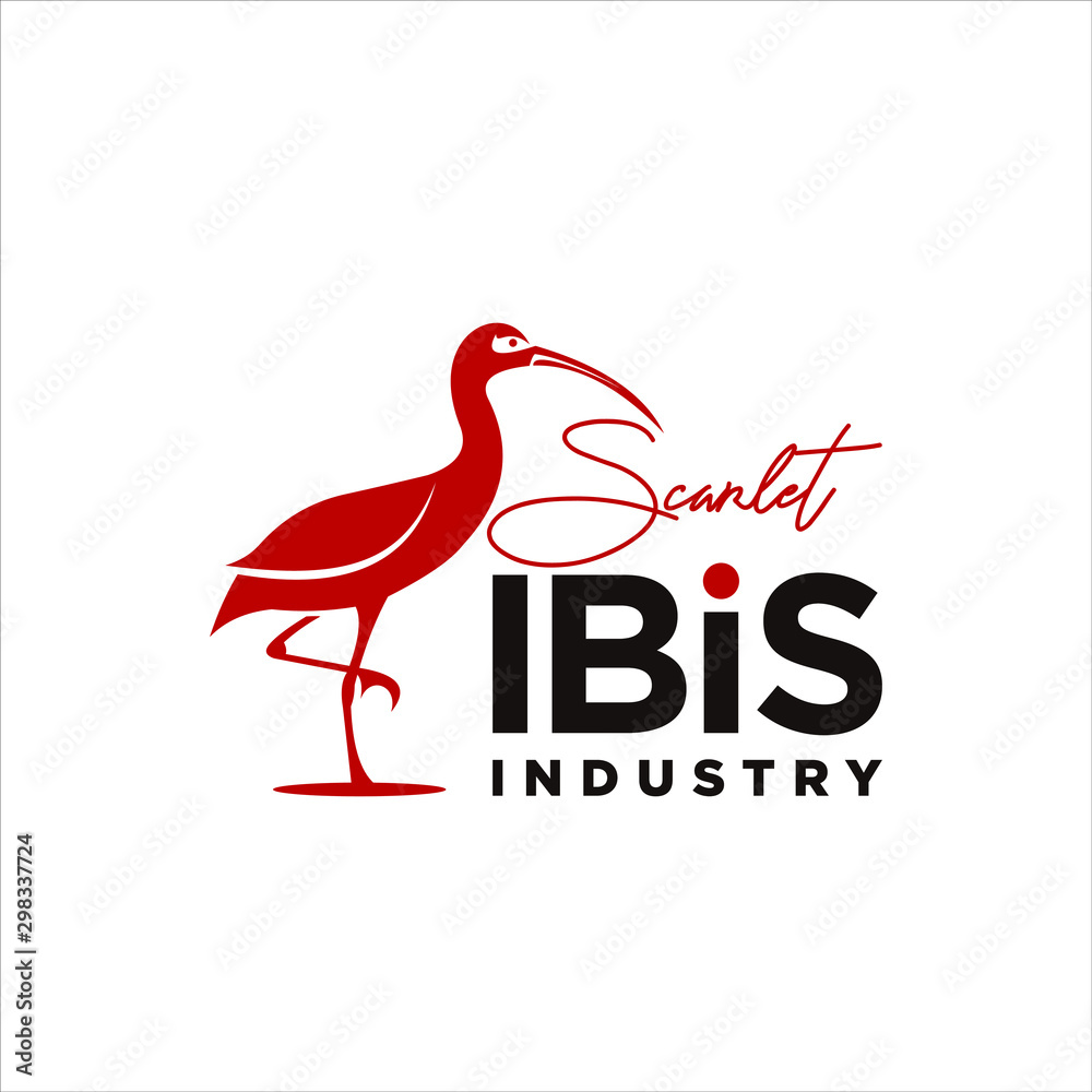 scarlet ibis logo modern vector silhouette for icon or animal template ...