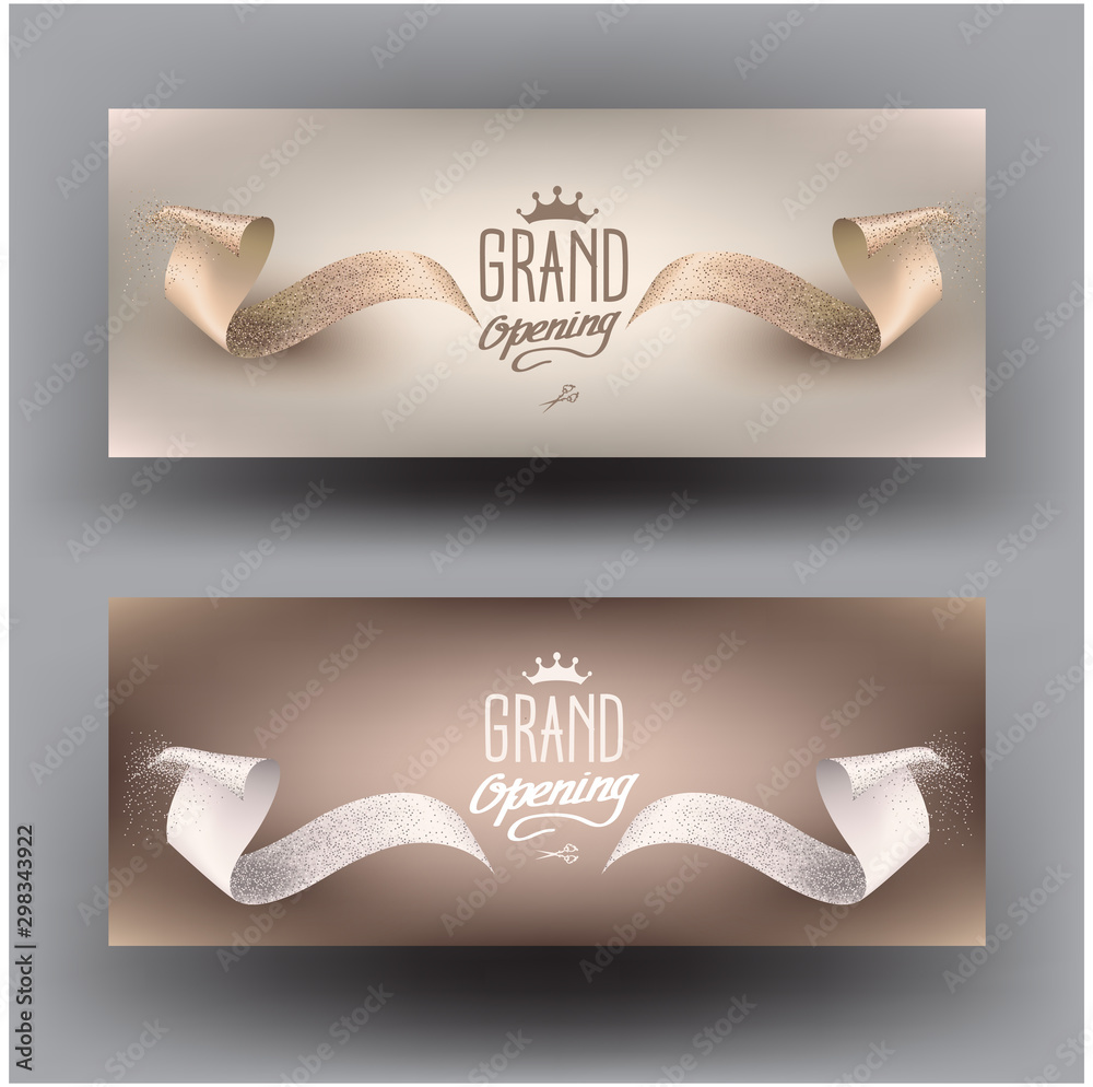 Elegant invitation banners with curly cut ribbons. Vector illustration ...