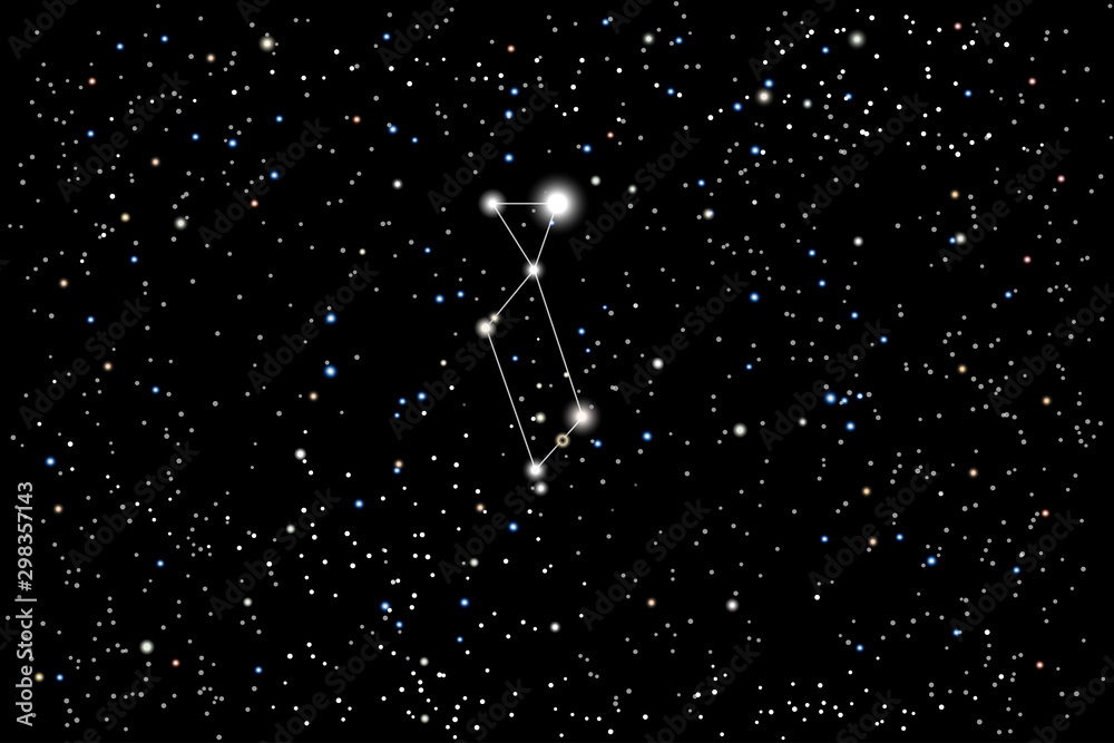 Vecteur Stock Vector illustration of the constellation Lyra (Lyre) on a starry black sky ...