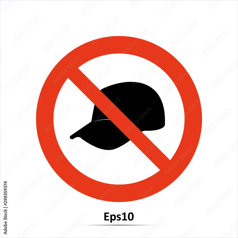 Prohibition cap symbol on a white background. Red prohibition sign ...