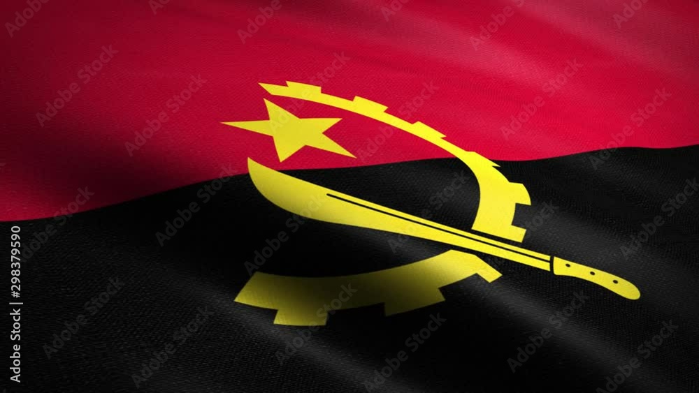 Angola Flag Closeup Loop - waving flag with highly detailed fabric ...
