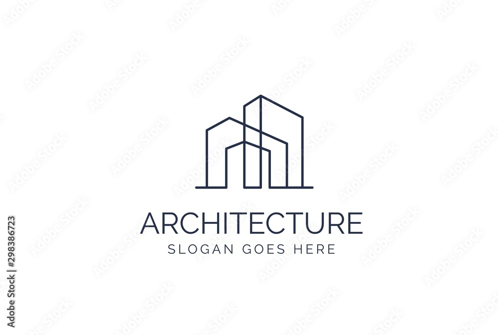 Simple modern building architecture logo design with line art ...