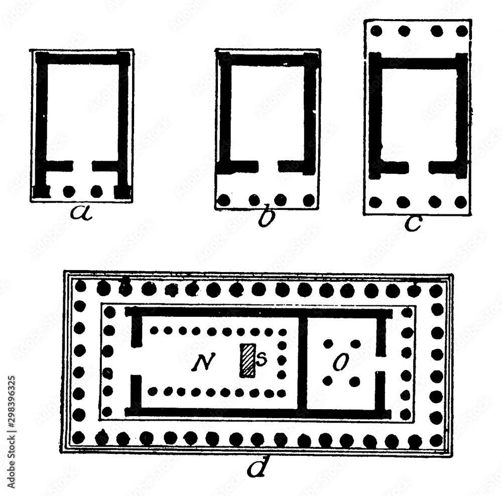 Types of Greek Temple Plans is a antis design, vintage engraving. Stock ...