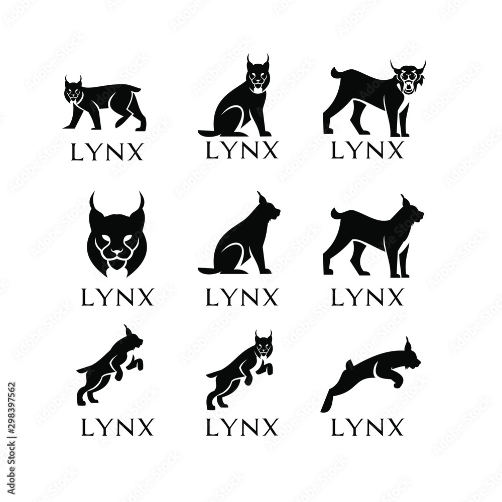 set lynx logo icon designs Stock Vector | Adobe Stock