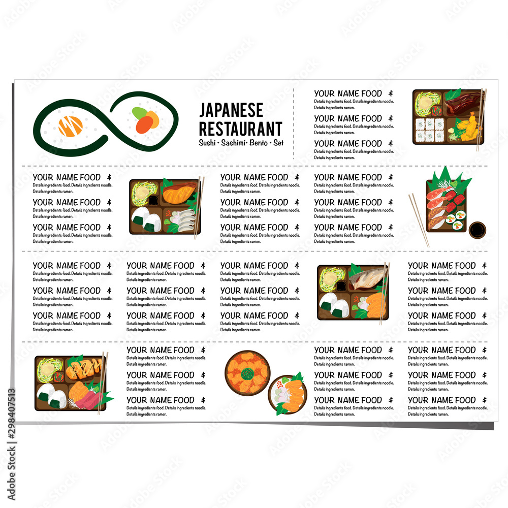 bento sushi set japanese food restaurant menu template design graphic ...