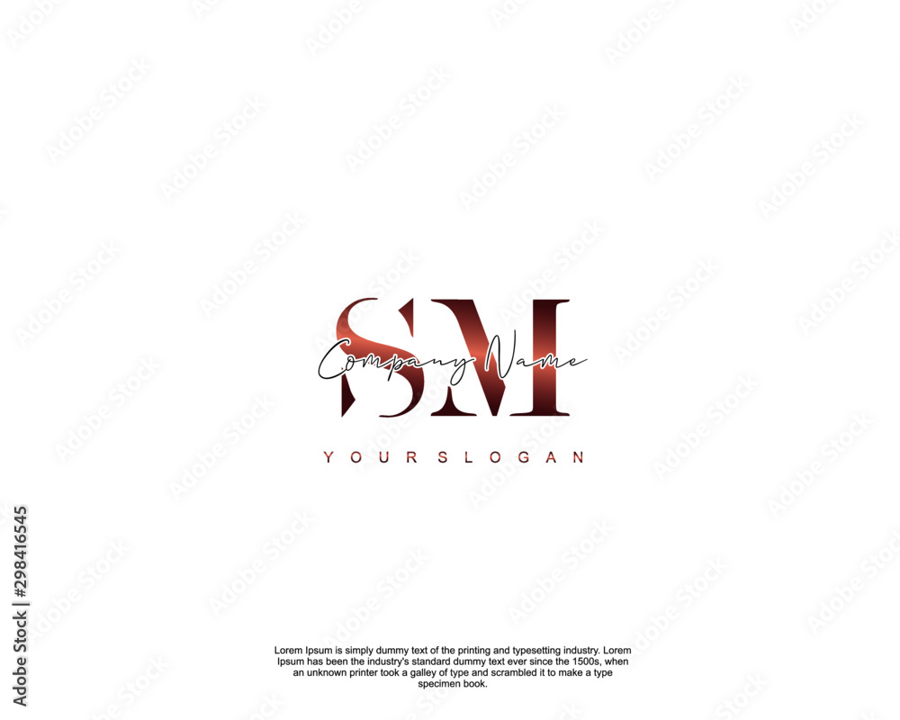 Initial letter SM beauty handwriting logo vector Stock Vector | Adobe Stock