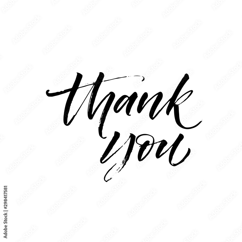 Thank you card. Hand drawn brush style modern calligraphy. Vector ...