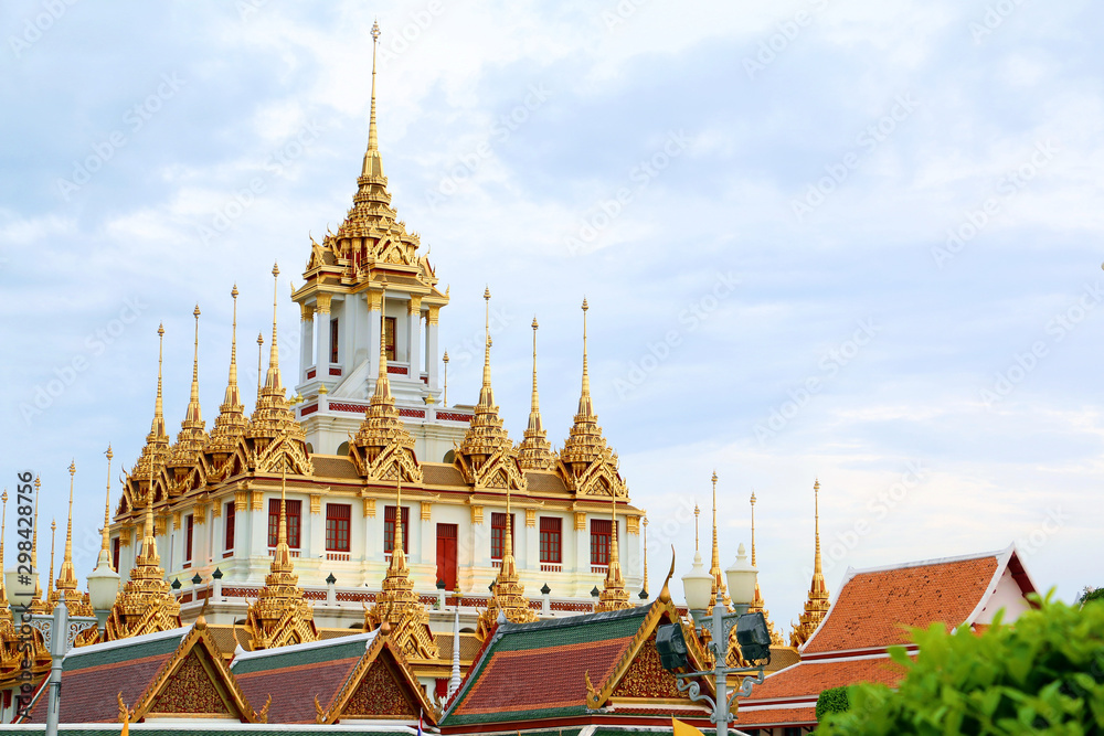 Loha prasat (metallic castle) of Ratchanadda Temple in Bangkok.Thailand ...
