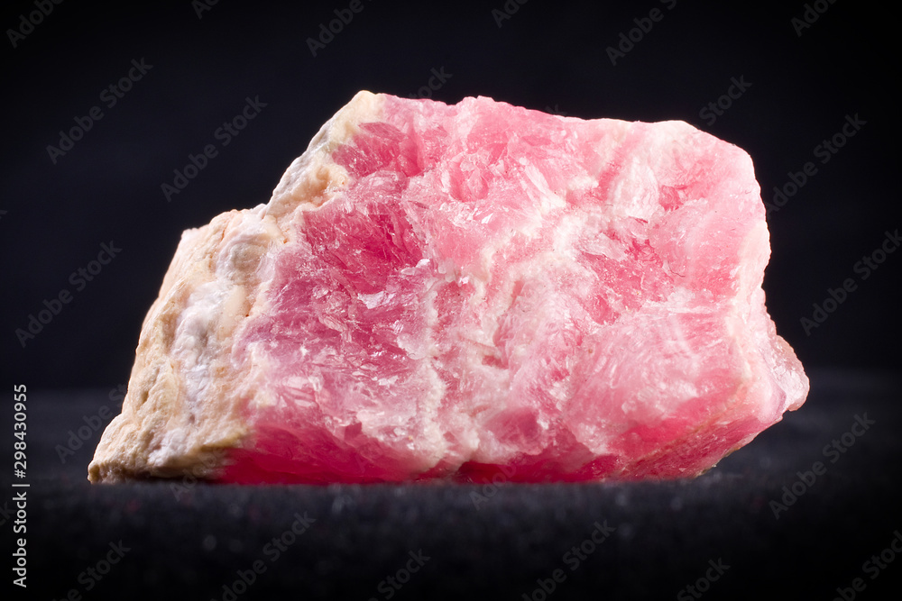 Macro photography of a rhodocrosytis stone on a black background Stock ...