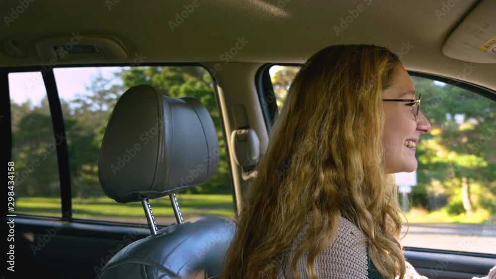 Young teen girl taking driving lessons in car drivers education Stock ...