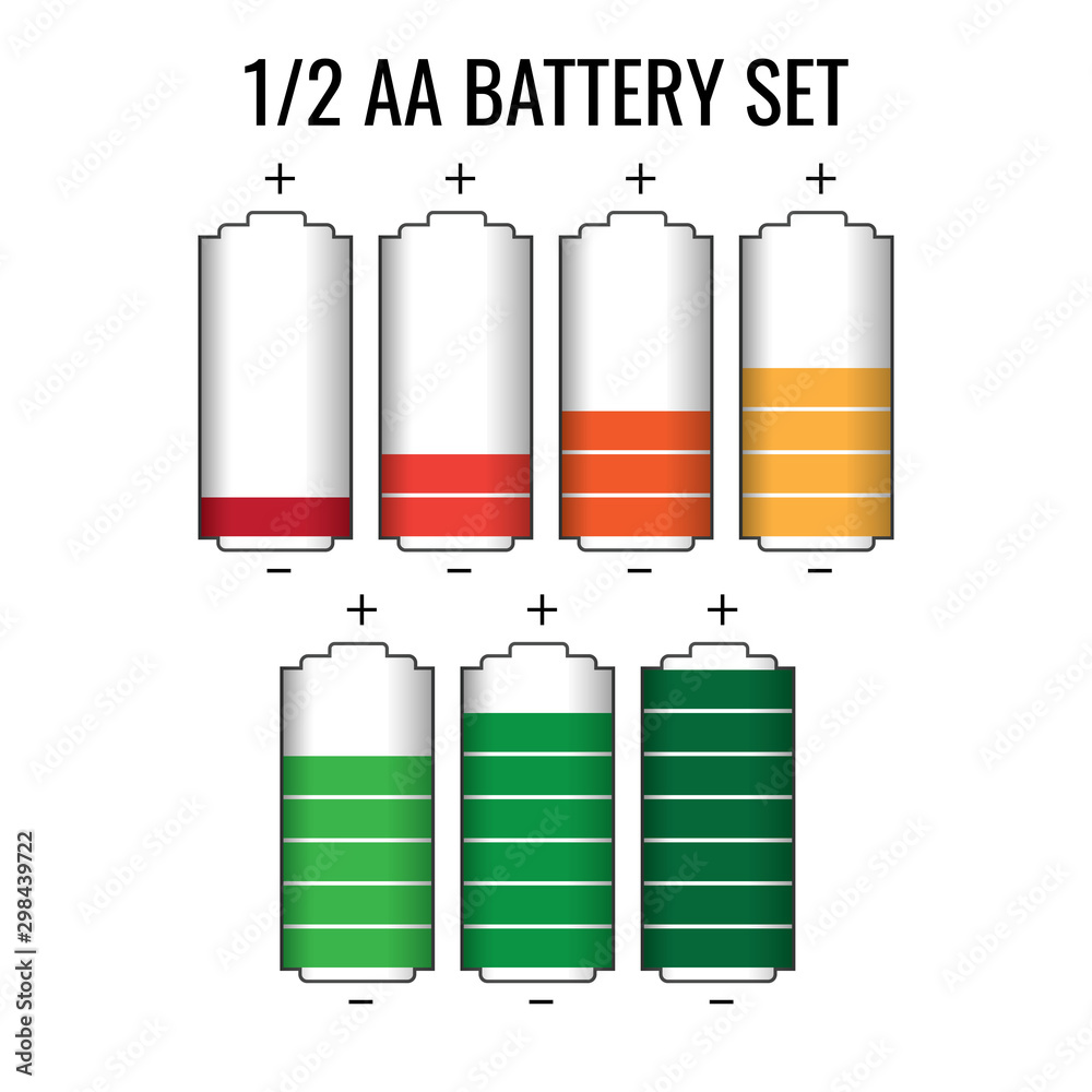 AA Battery size design template. Batteries sizes vector image isolated ...