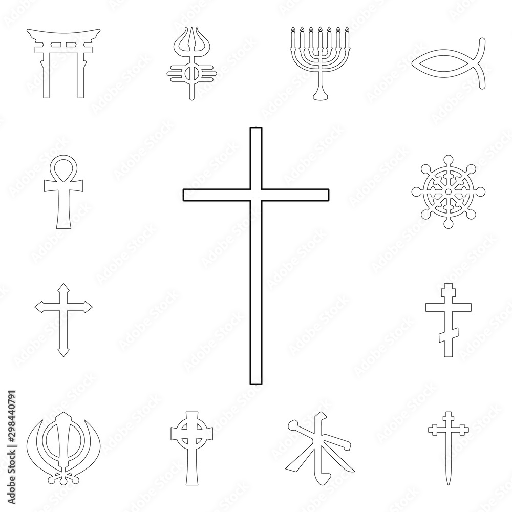 religion symbol, catholicism outline icon. element of religion symbol ...