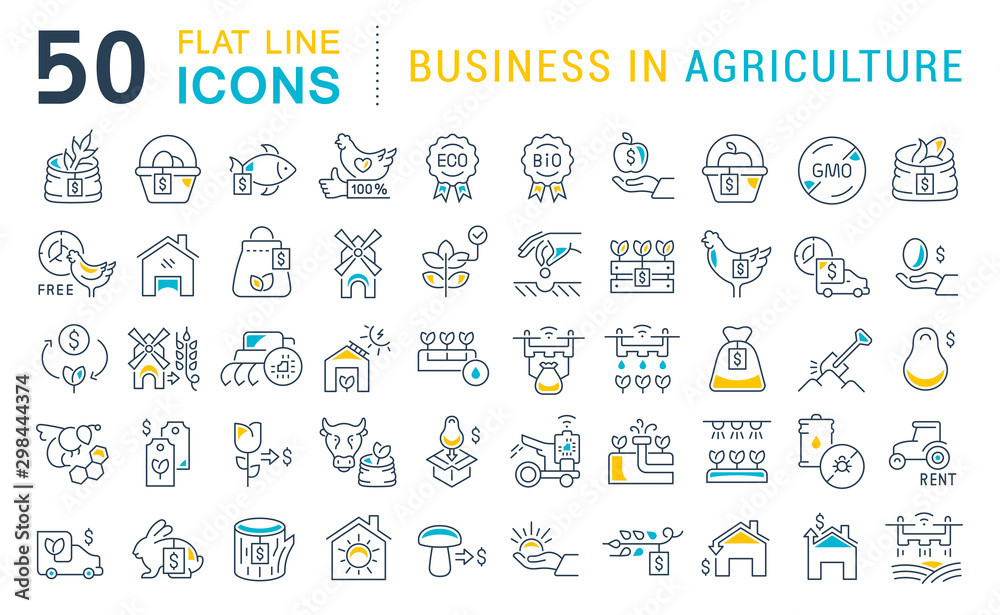 Set Vector Line Icons of Business in Agriculture Stock Vector | Adobe Stock