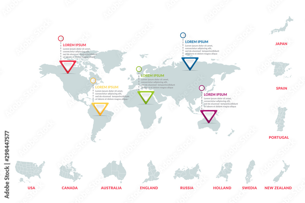 infographic data design with world map . business infographic concept for presentations, banner ...