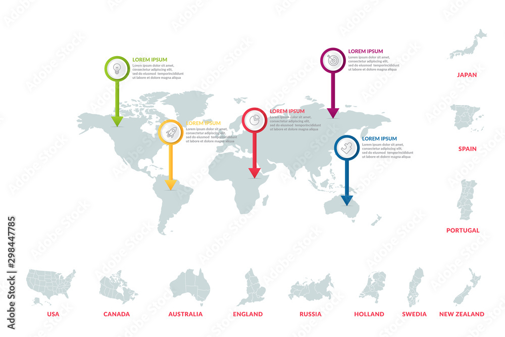 infographic data design with world map . business infographic concept ...