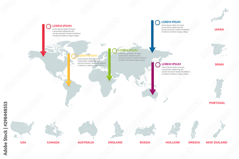 infographic data design with world map . business infographic concept ...
