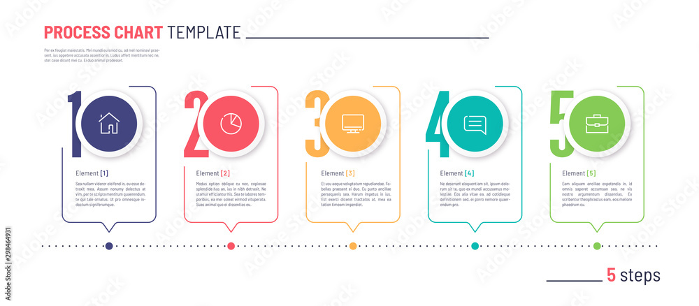 Vector infographic numbered process chart template. Five steps Stock ...
