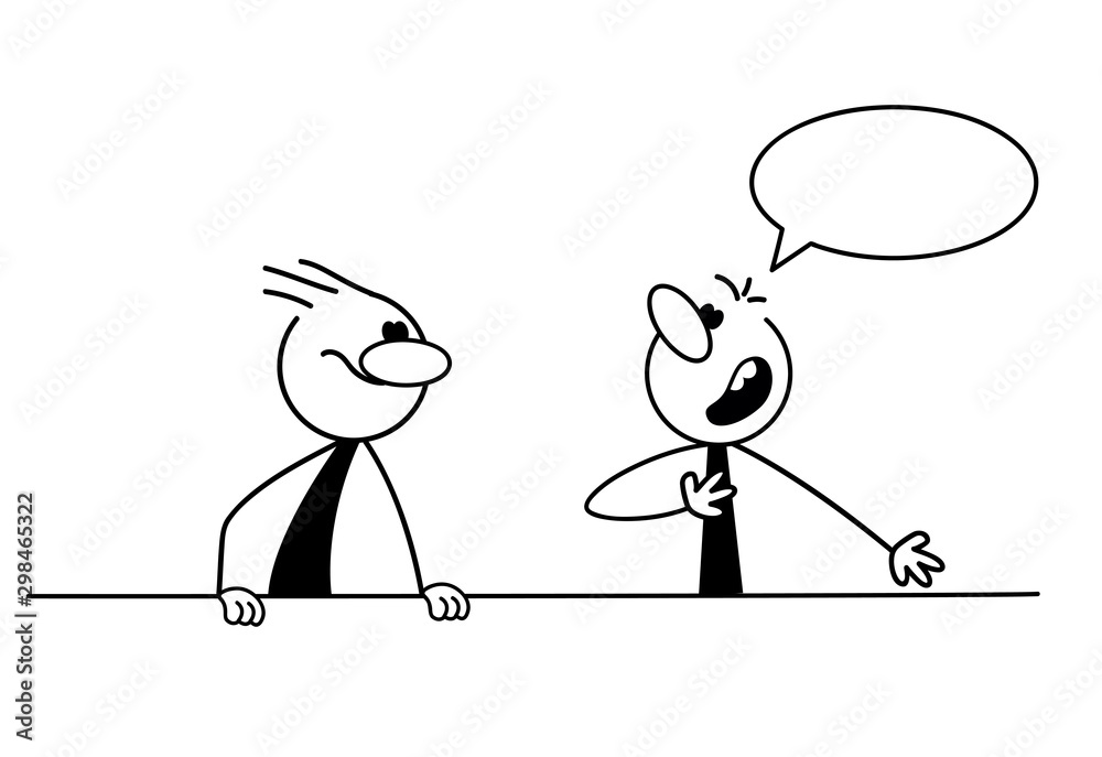 Two stick man talking. Vector illustration. Stock Vector | Adobe Stock