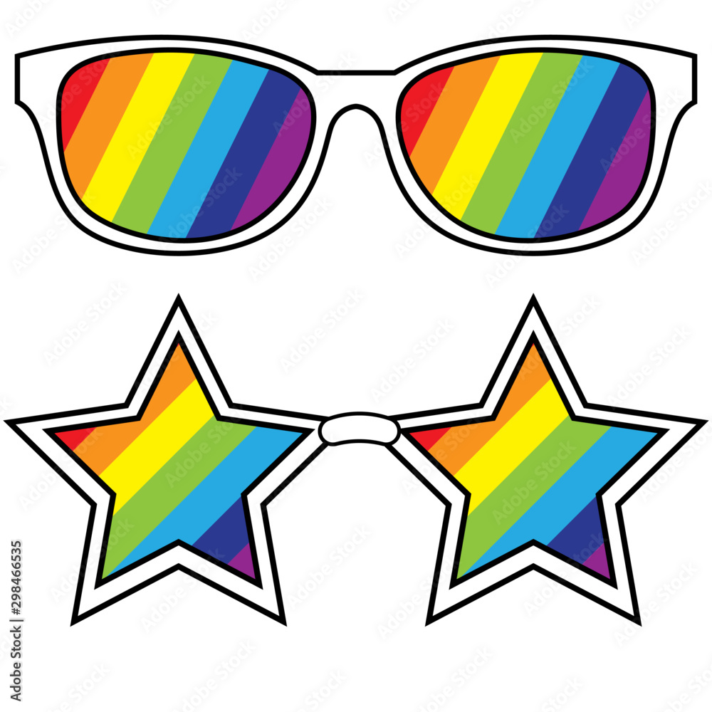 Cartoon glasses set Placed separately on a white background, vector ...