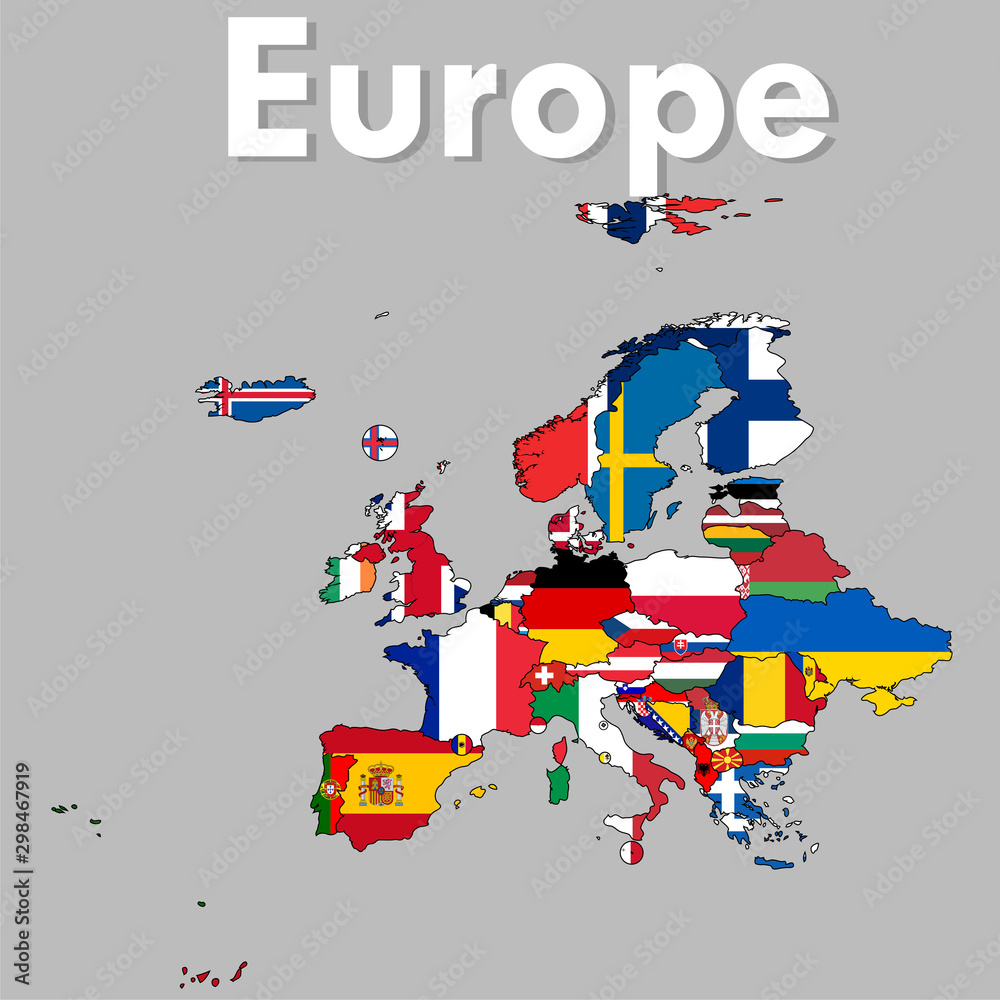 Vector map of Europe separate layers and names clearly, easy to use ...