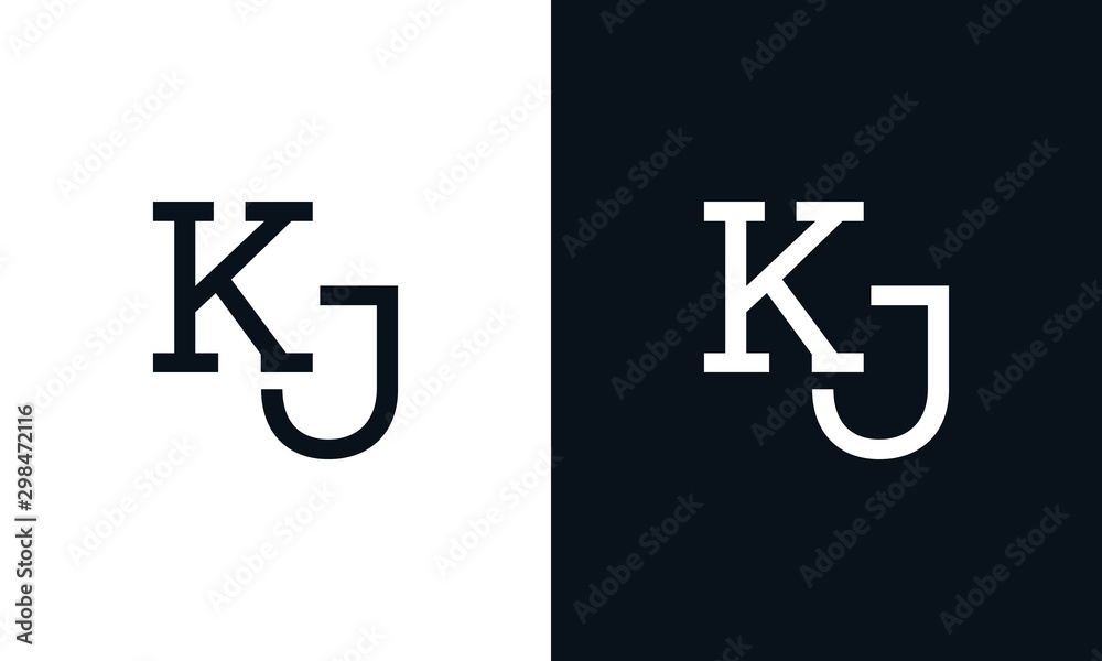 Minimalist line art letter KJ logo. This logo icon incorporate with two ...