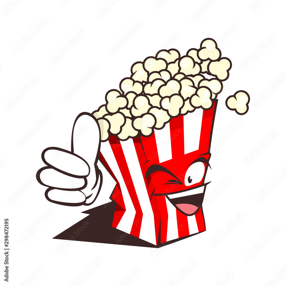 cute popcorn cartoon mascot character vector illustration design Stock ...