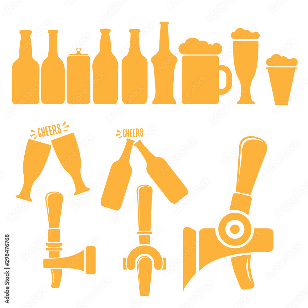 vector beer icons set isolated on white background. Vector beer mug ...