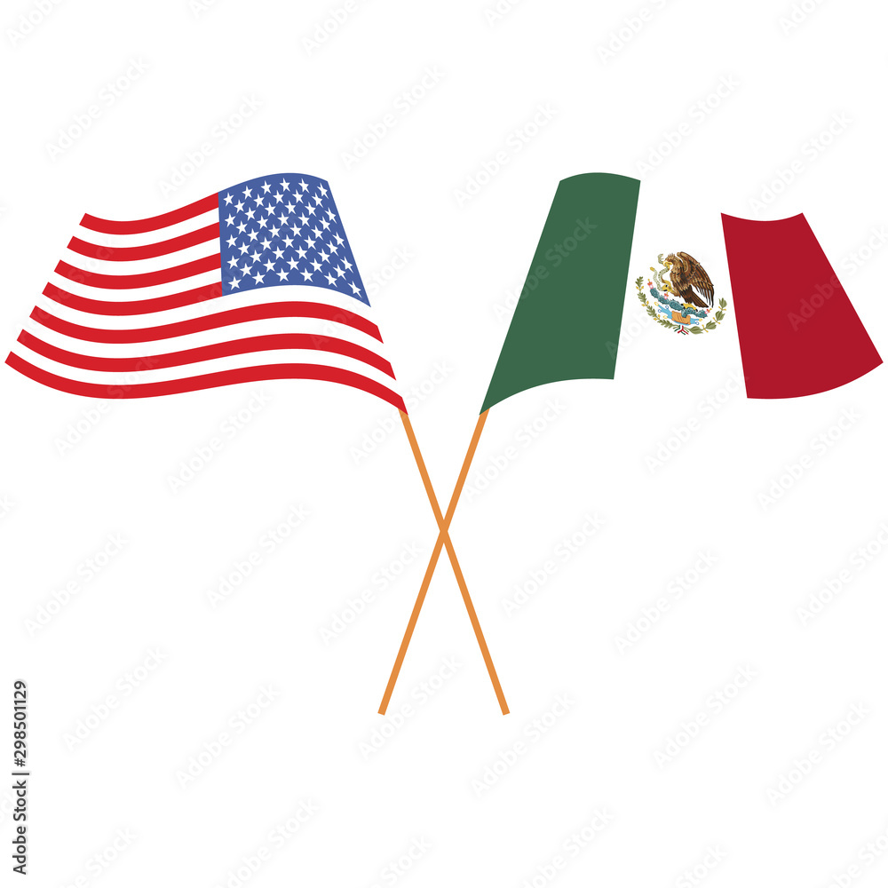 United States of America, United Mexican States. National flags, icon ...